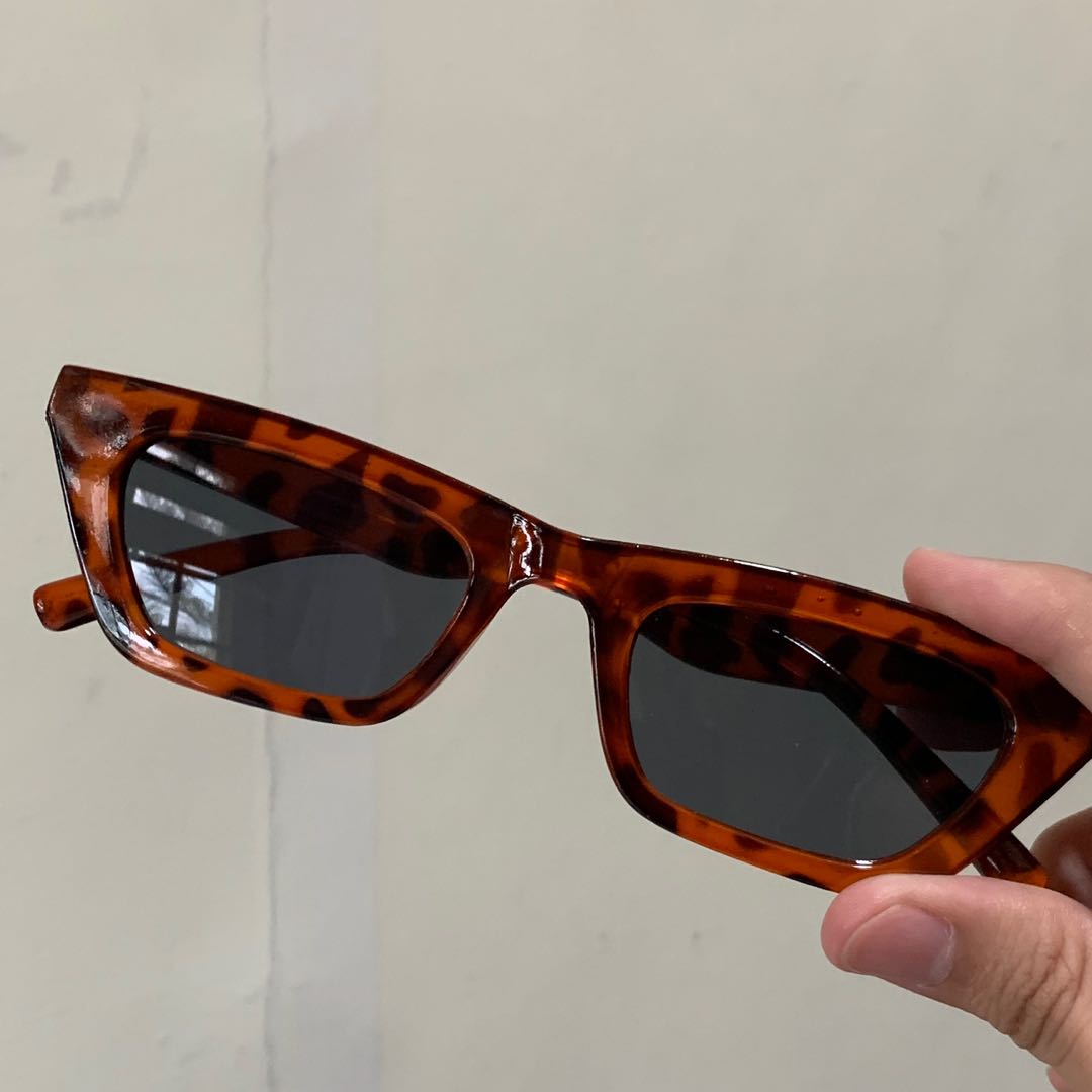 leopard rectangular cat eye shades retro sunglasses, Women's Fashion ...