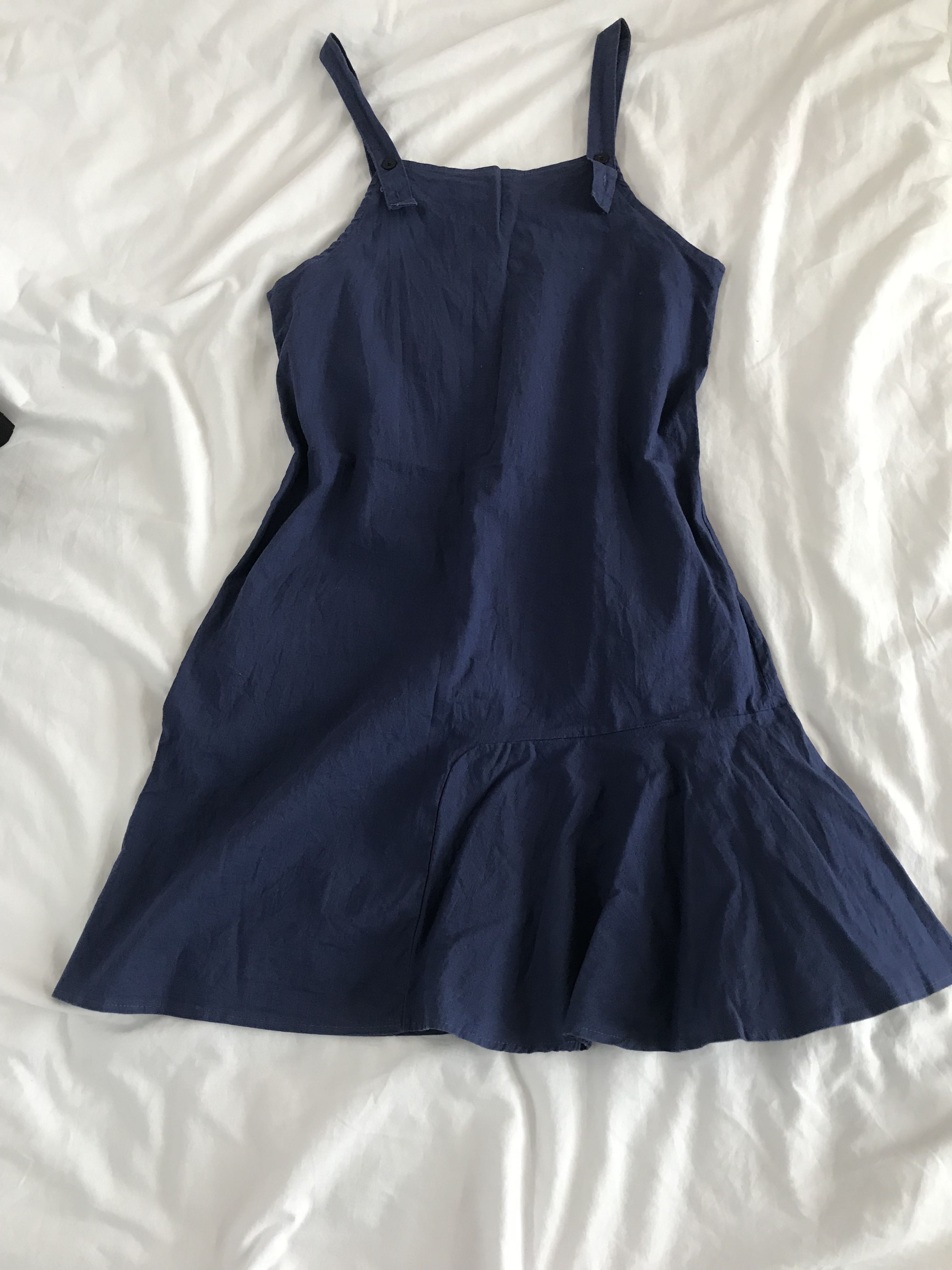 Navy Blue Pinafore Dress, Women's Fashion, Dresses & Sets, Dresses on ...