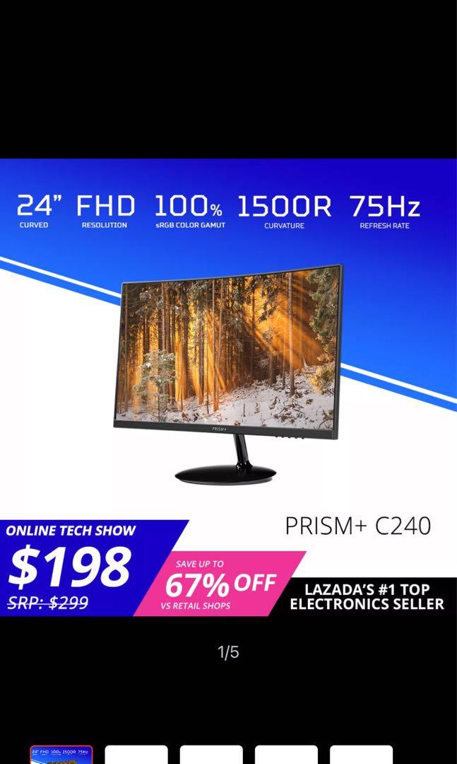 Prism curved Monitor 24”, Computers & Tech, Desktops on Carousell
