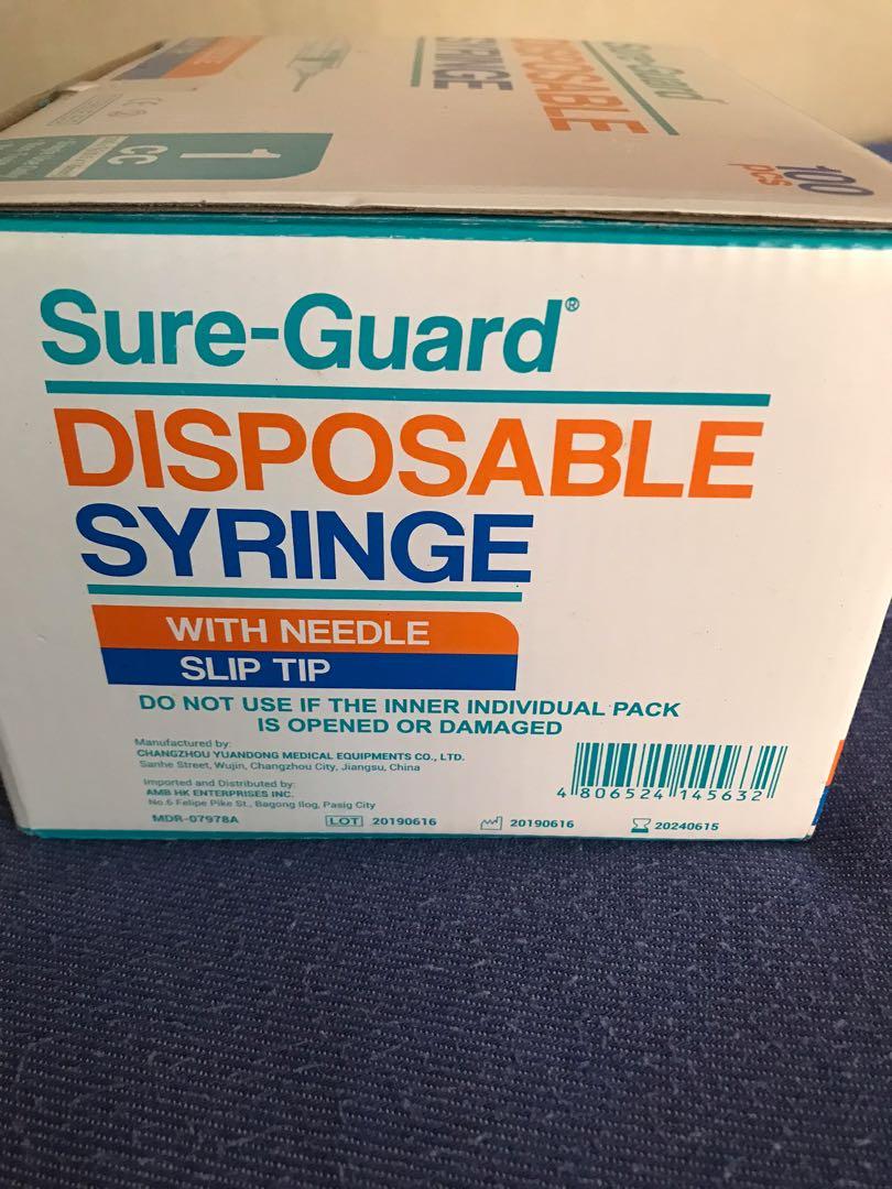 SEALED Sure-Guard 1cc Syringe, Health & Nutrition, Medical Supplies ...