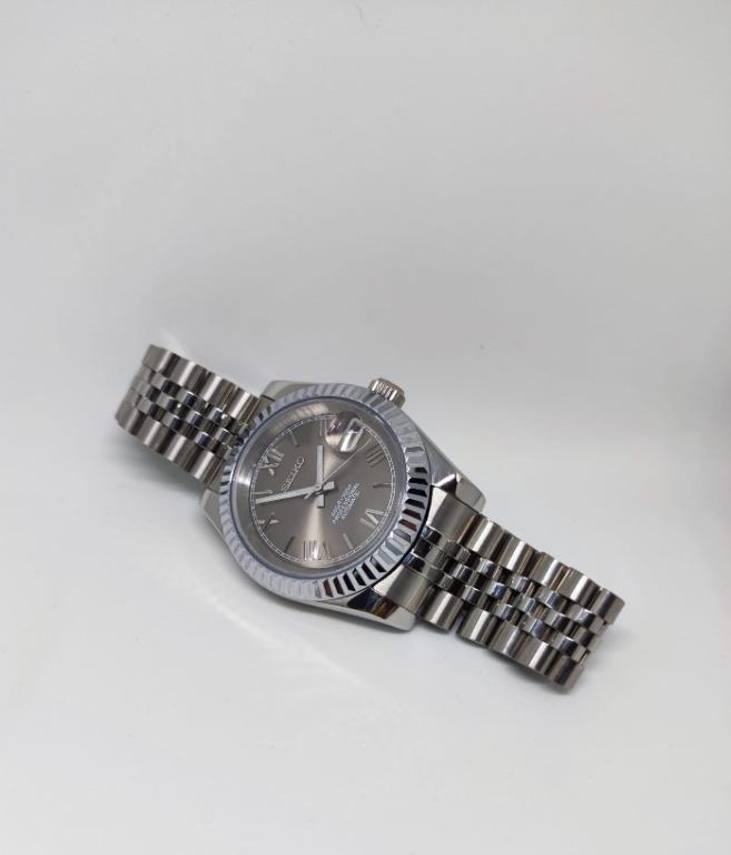 Seiko Mod DateJust with Rhodium Roman Numerals Dial, Men's Fashion ...