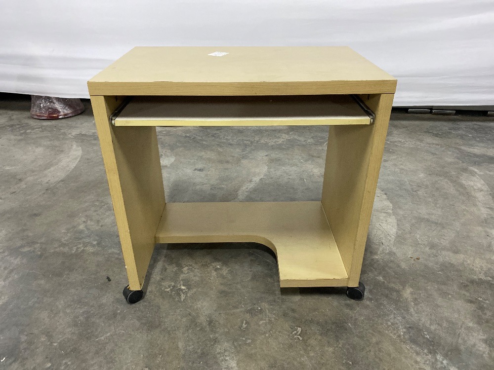 Wooden Small Computer Table with Keyboard Tray & Roller / Meja Komputer ...