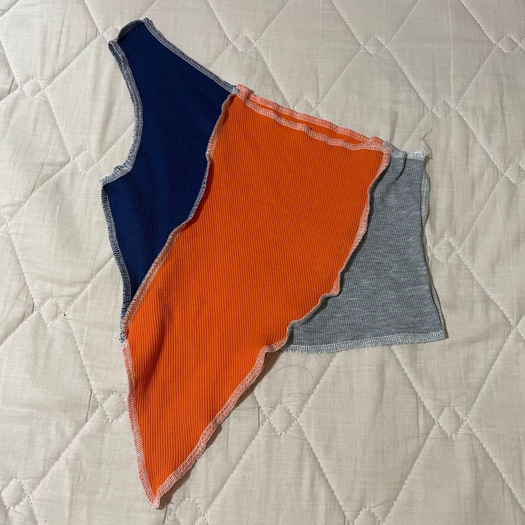 y2k one side sleeve double stiching top, Women's Fashion, Tops ...