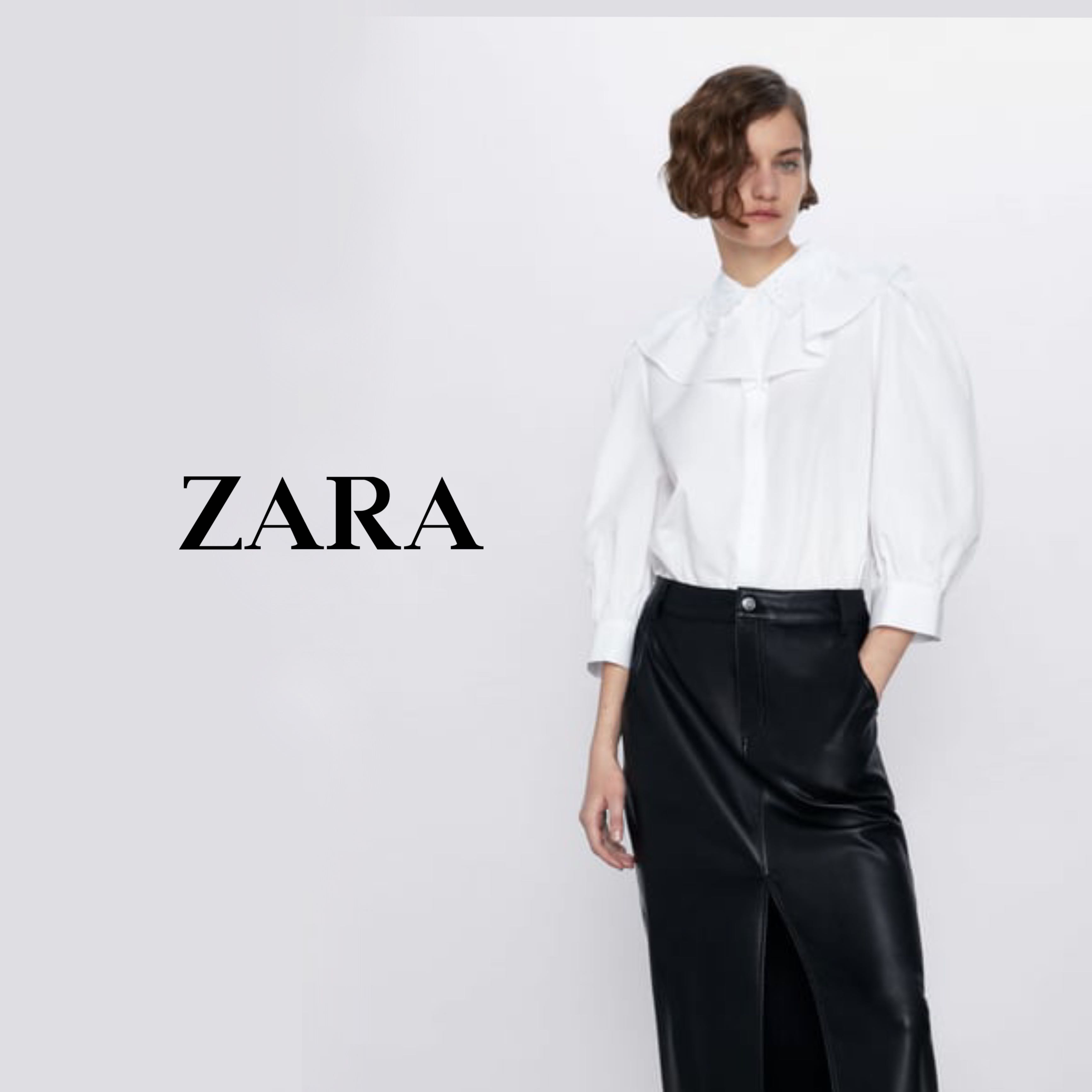 Zara White Cotton Embroidered Ruffles Eyelet Collar Top, Women's ...
