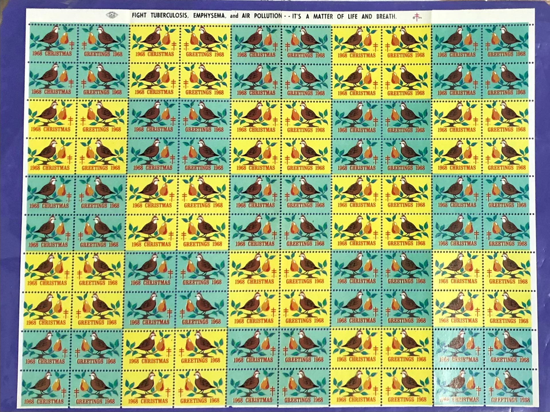 1968 USA United States Anti TB Christmas Greetings Seals Fight TB ...