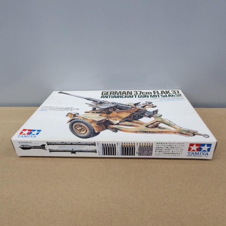 全新絕版 Tamiya田宮雙星 35145/145 (1989年)-1/35-德國 3.7cm Flak 37 高射砲 mit Sd.Ah ...