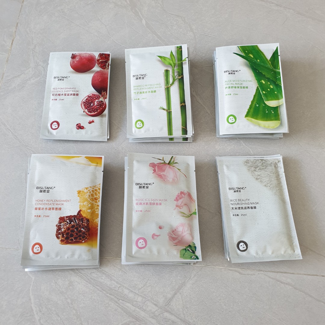 Bisutang Facial Mask - Pomegranate Bamboo Aloe Vera Honey Rose Rice ...