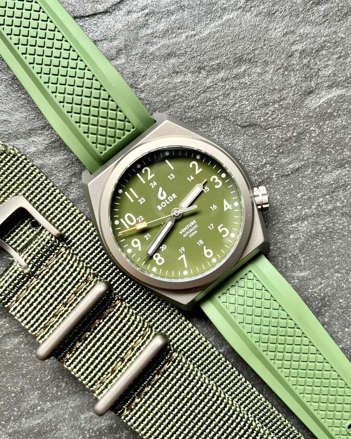 Boldr Venture Titanium Green Field Watch, Luxury, Watches on Carousell