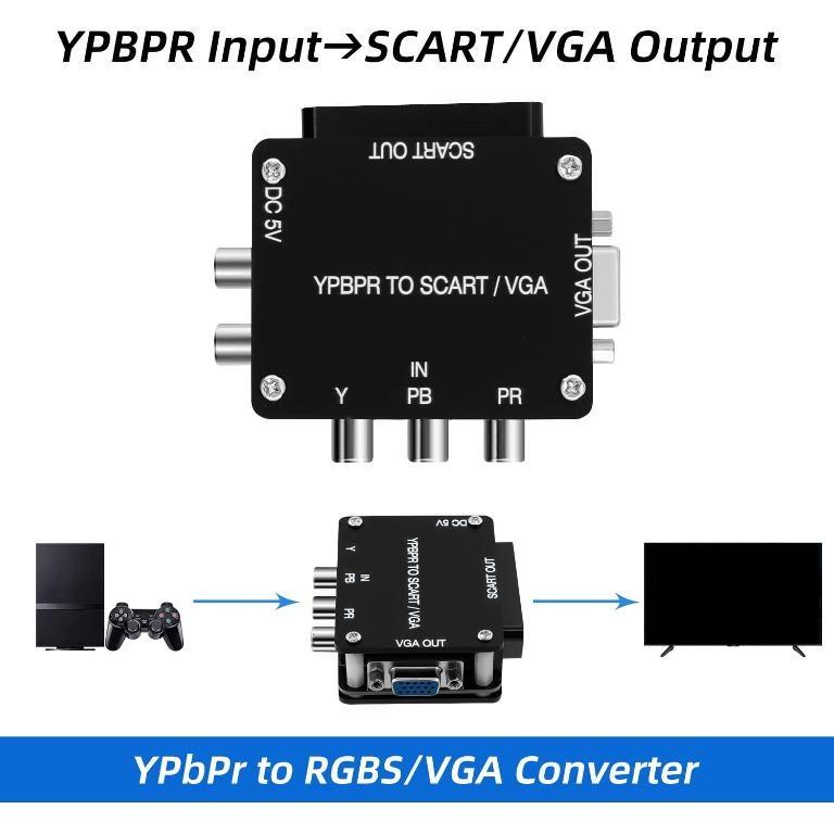 色差Component YPbPr 轉 RGBS SCART/VGA 轉換器 經典遊戲機PS2/N64/Wii/Xbox/機頂盒/DVD播放器 ...