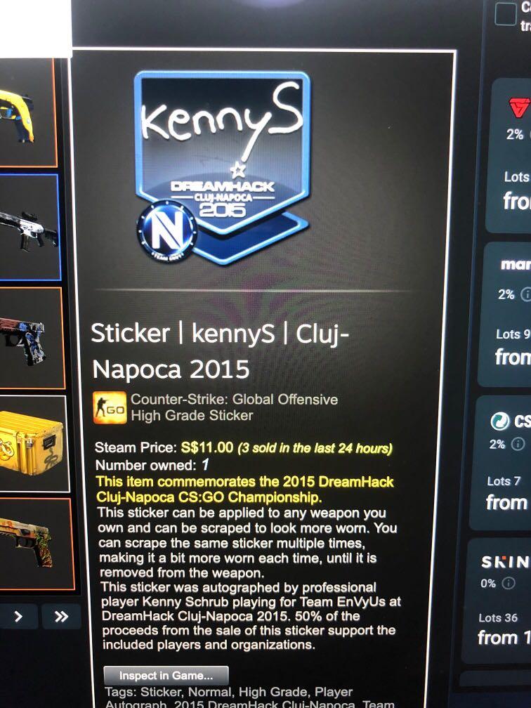 CSGO Sticker KennyS Cluj-Napoca 2015, Video Gaming, Gaming Accessories ...
