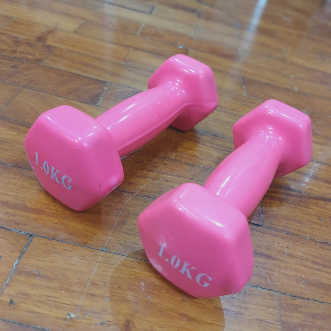 Cute pink 1kg dumbells, Sports Equipment, Exercise & Fitness, Weights ...