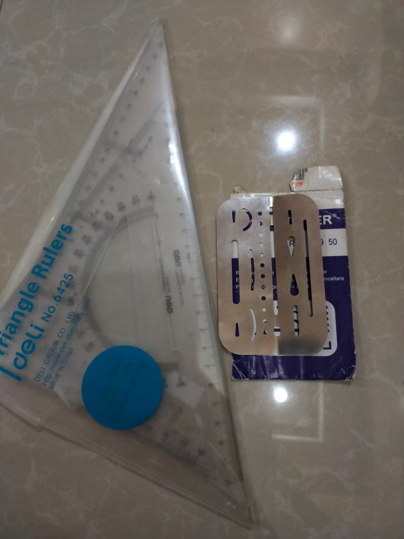 Deli Triangle Ruler with Steadler Eraser Shield, Hobbies & Toys ...