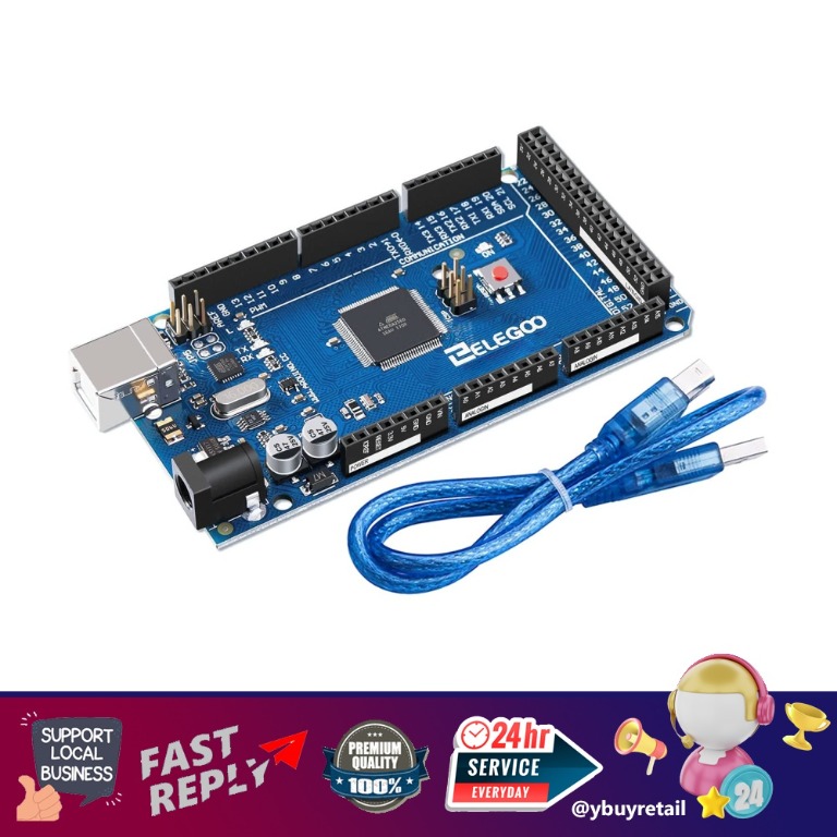 ELEGOO MEGA 2560 R3 Board ATmega2560 ATMEGA16U2 + USB Cable Compatible With Arduino IDE, RoHS ...