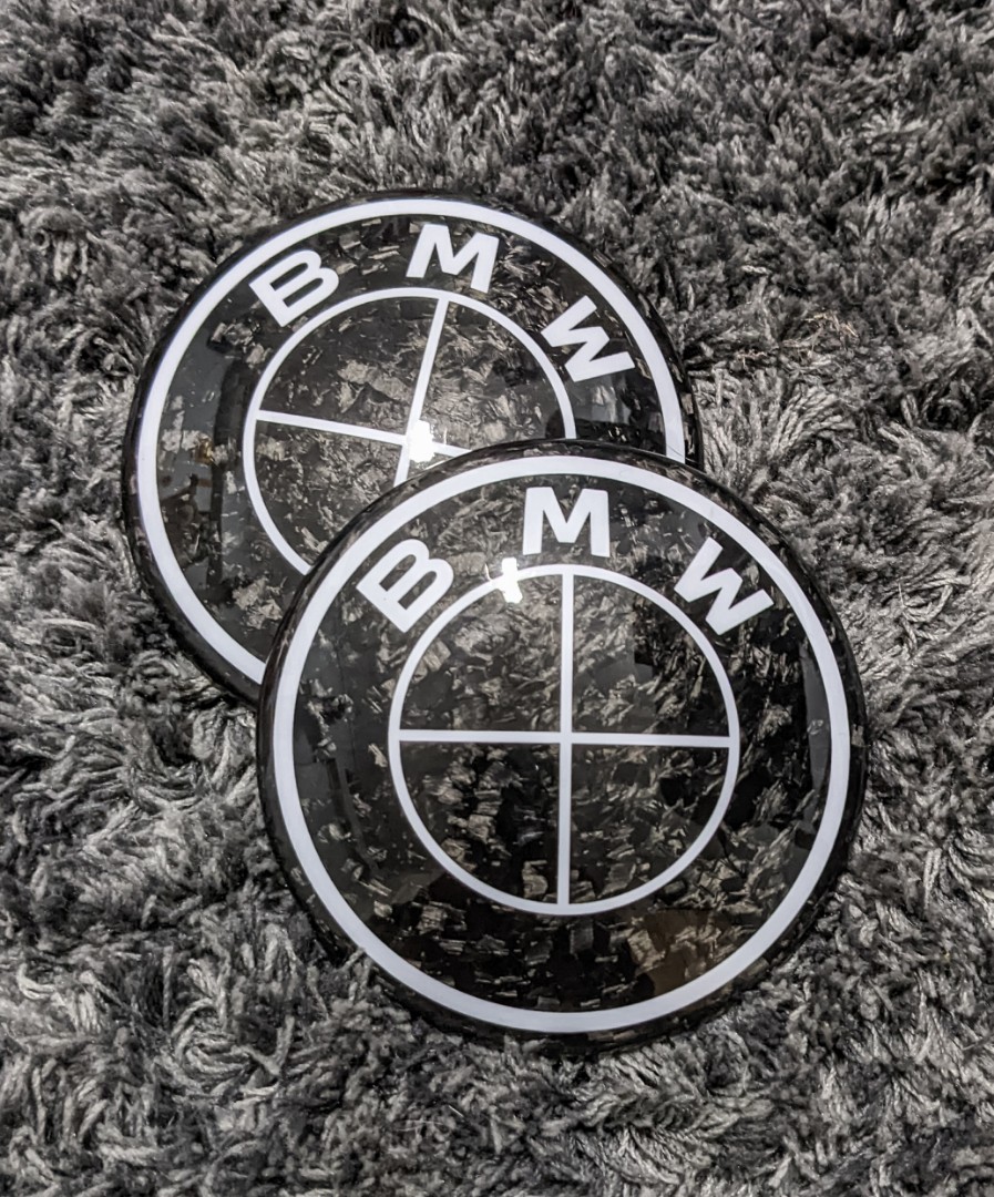 Forged carbon Black fiber 82mm 74mm BMW logo badge emblem bonnet hood ...