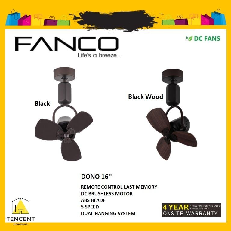 (FREE DELIVERY!!) FANCO DONO 16'' Ceiling Corner Fan with Remote ...