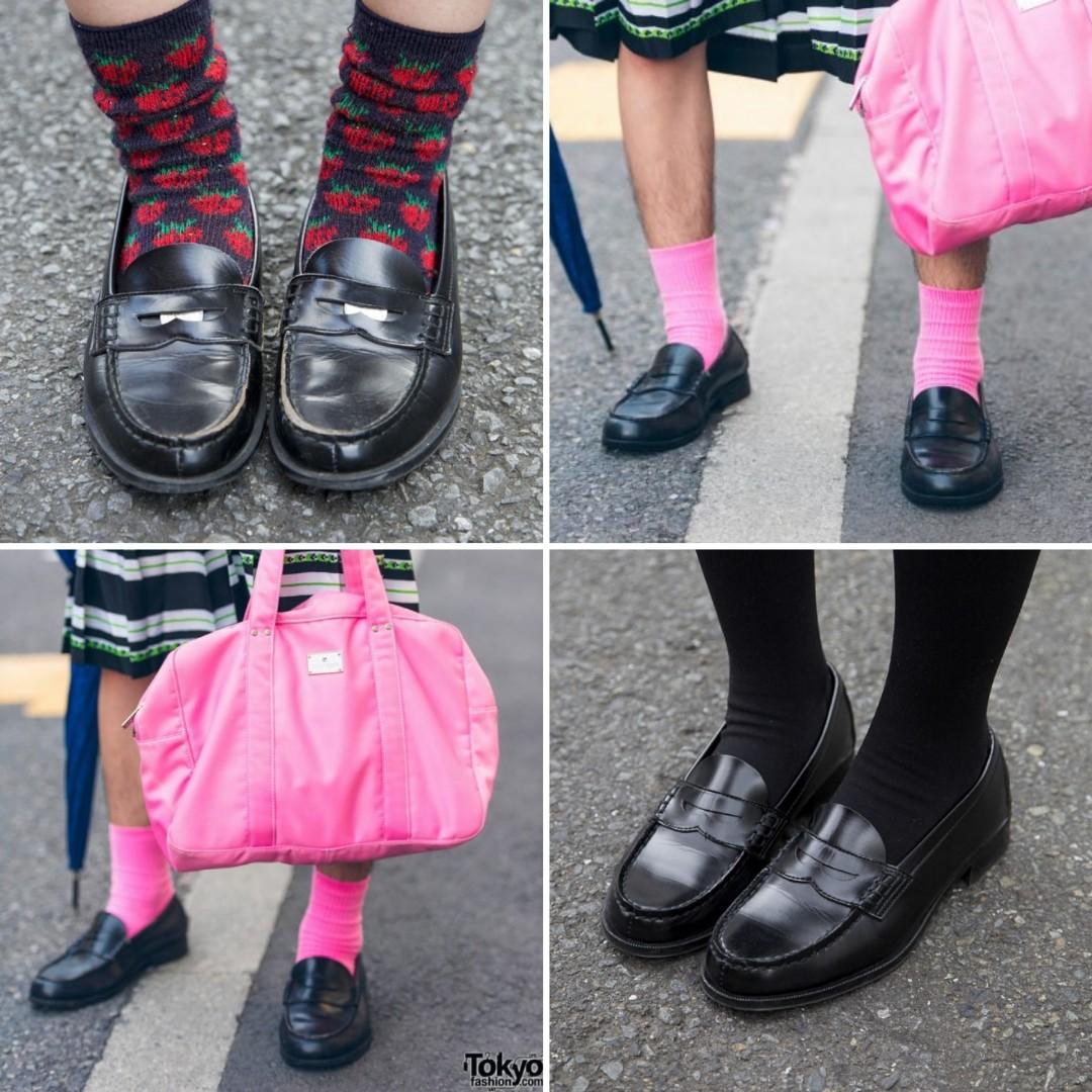 Haruta Arvin Japanese loafers black school girl office harajuku lolita ...