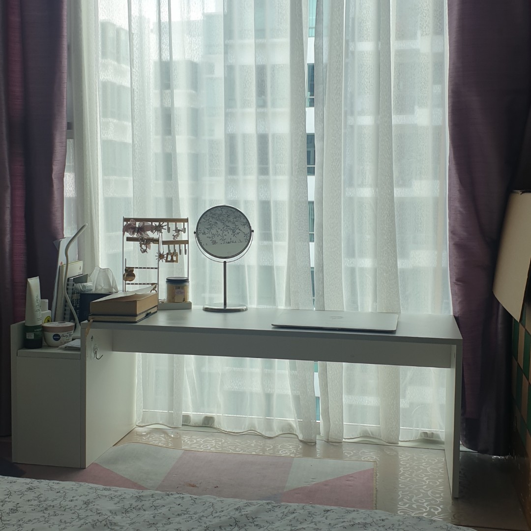 Japanese white study table (100m long), Furniture & Home Living ...