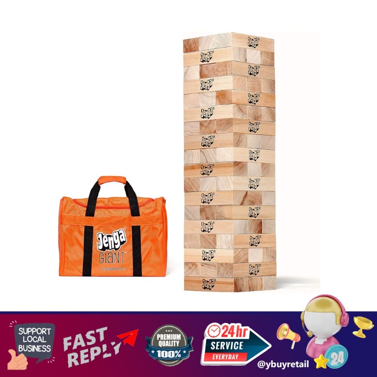 Jenga GIANT Hardwood Game Stacking Game, Natural, Stacks 5+ feet / Ages ...