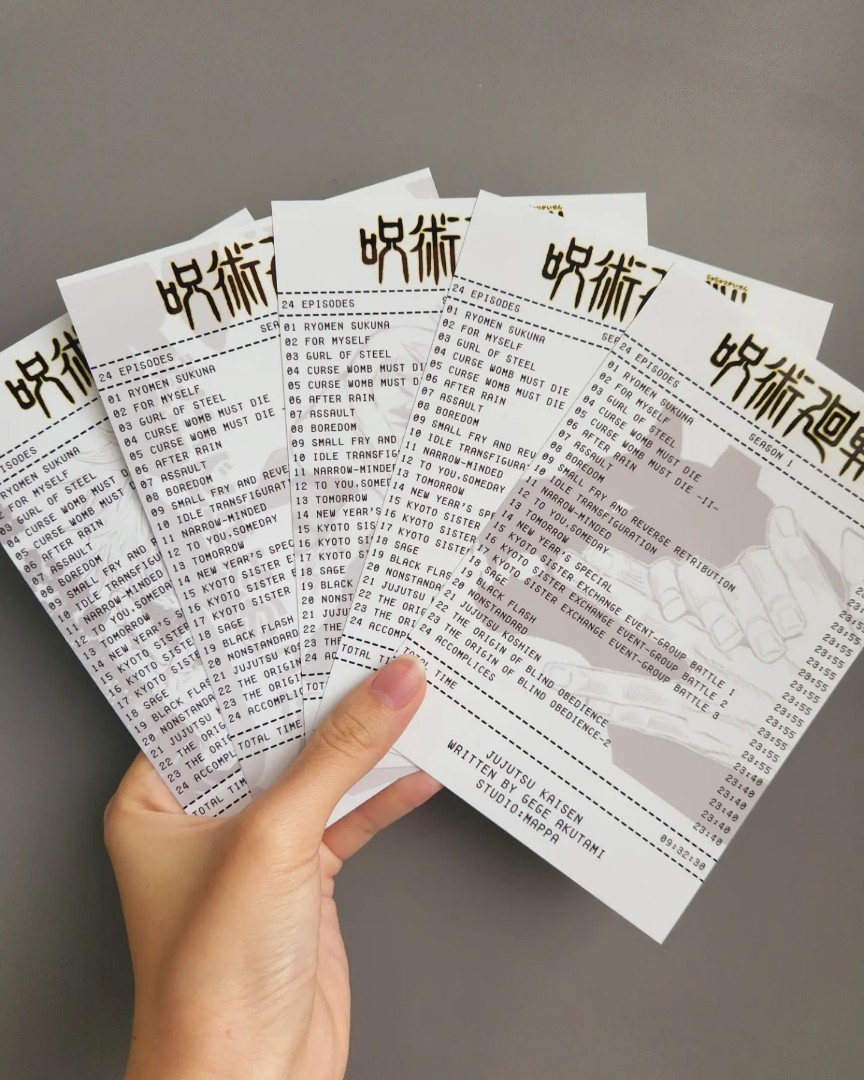 Jujutsu Kaisen Anime Receipts, Hobbies & Toys, Stationery & Craft, Art ...
