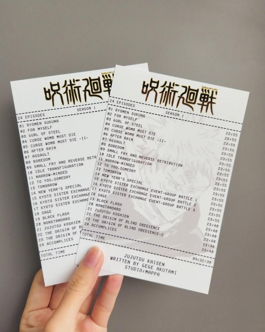 Jujutsu Kaisen Anime Receipts, Hobbies & Toys, Stationery & Craft, Art ...