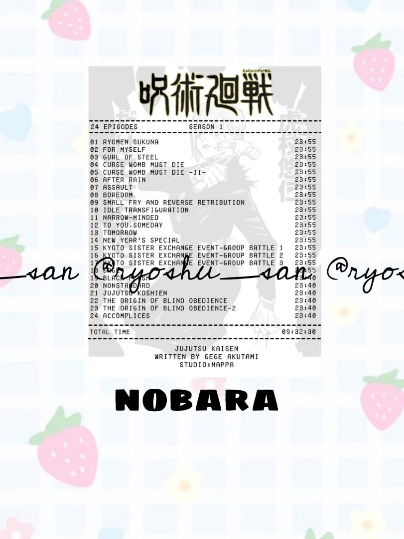 Jujutsu Kaisen Anime Receipts, Hobbies & Toys, Stationery & Craft, Art ...