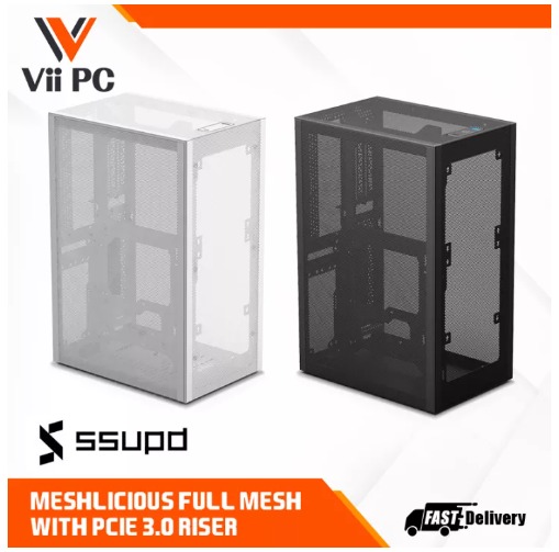 Meshlicious full mesh with PCie 3.0 riser 14.67 liters PC case ...
