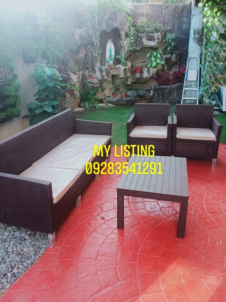 Plastic rattan sala set, Furniture & Home Living, Furniture, Sofas on ...