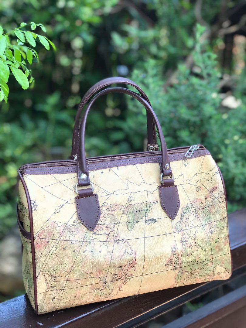 PRE-LOVED: World Map Design Bag, Women's Fashion, Bags & Wallets, Tote ...