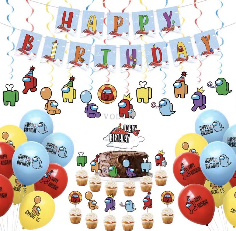 (Ready Stock)Among us Birthday Decor Set, Hobbies & Toys, Stationery ...