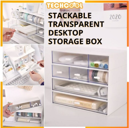 Stackable Transparent Desktop Storage Box Table Organization Free Combo ...