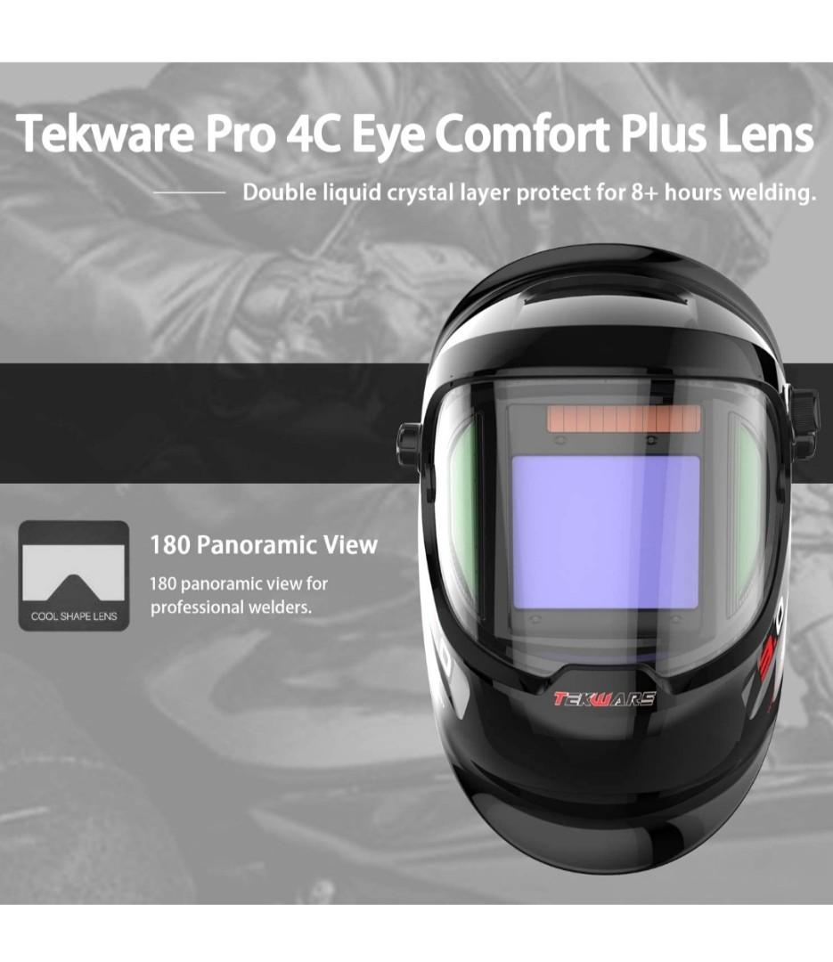 TEKWARE Auto Darkening Welding Helmet Large Viewing True Color Solar ...