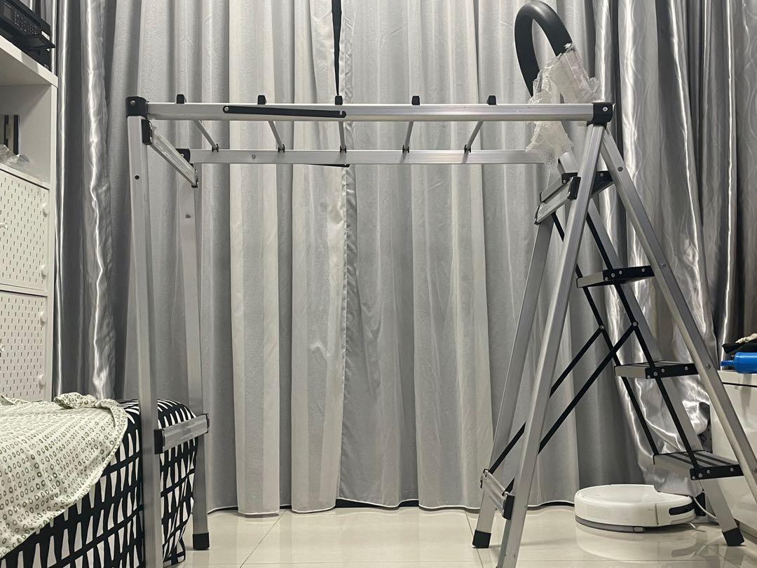 4 step ladder Foldable ladder with cloth hanger, Furniture & Home ...