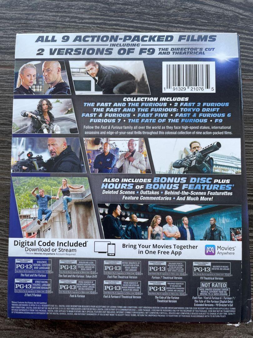 Blu Ray - Fast & Furious 9 movies Collection set, Hobbies & Toys, Music ...