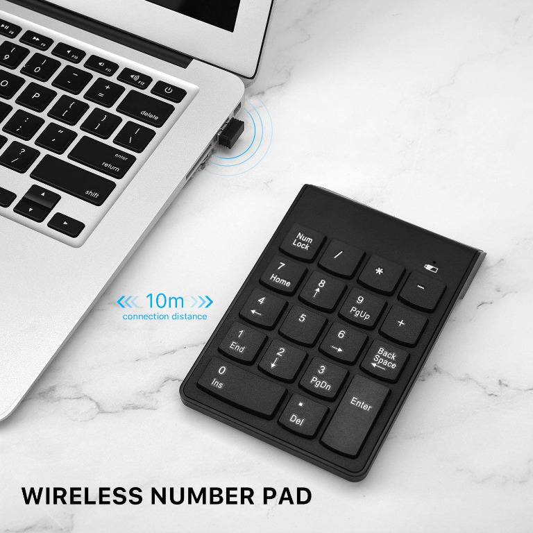 Cimetech Wireless Numeric Keypad 18Keys Portable Number Numpad with 2.4G Mini USB Receiver for ...