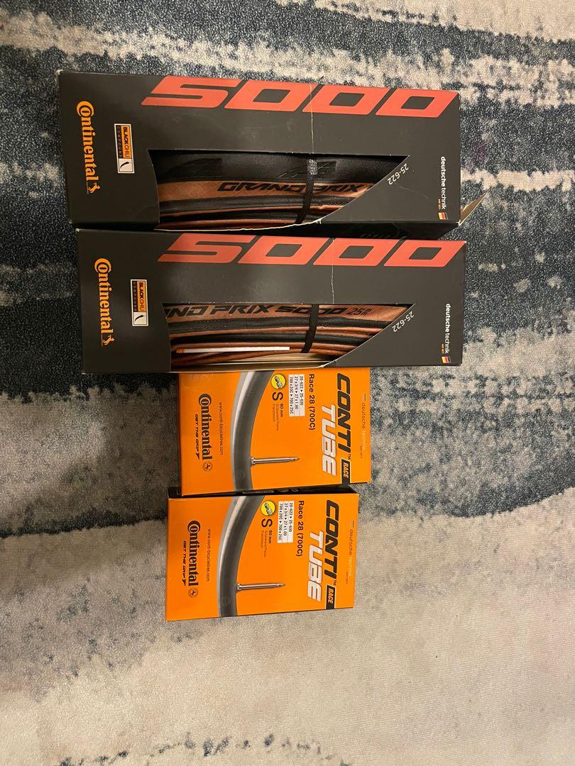 Continental gp5000 25c + tubes, Sports Equipment, Bicycles & Parts, Parts & Accessories on Carousell