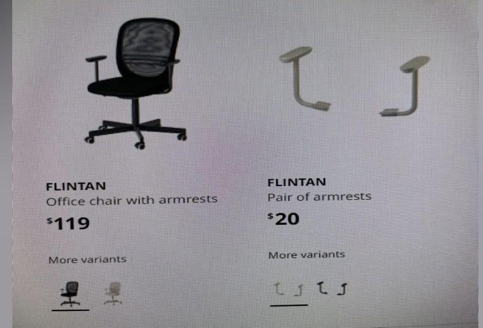 Ikea office chair flintan arm rest (ver2), Furniture & Home Living ...