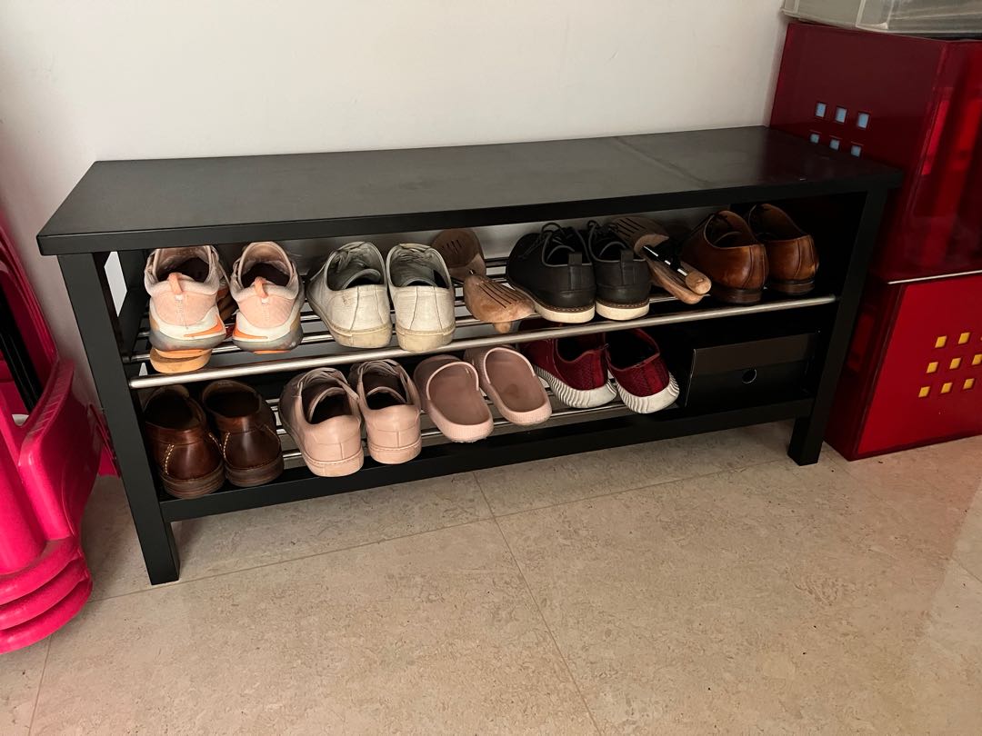 IKEA Tjusig Shoe Rack (Black) 108x34x50, Furniture & Home Living ...