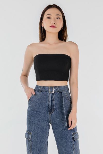 LORRAINE RIBBED PADDED TUBE TOP #MADEBYLOVET (BLACK), Women's Fashion ...