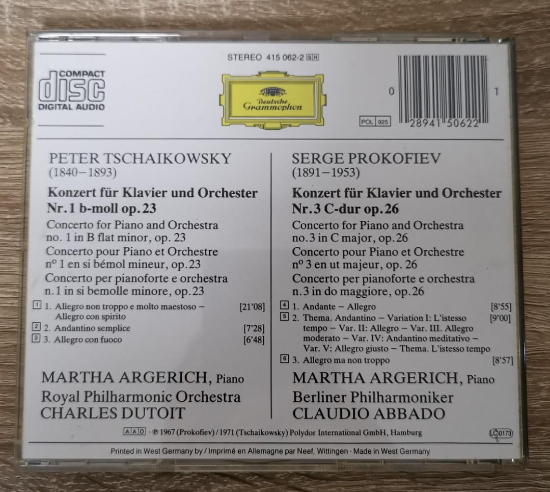 Martha Argerich Tchaikovsky piano concerto no. 1, prokofiev piano concerto no. 3, Hobbies & Toys ...