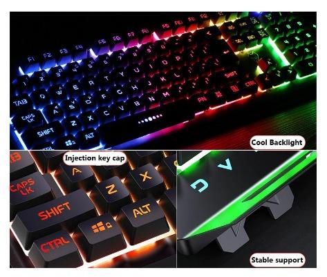 Membrane Gaming Keyboard Gaming Mouse Membrane Feeling RGB LED Backlit ...