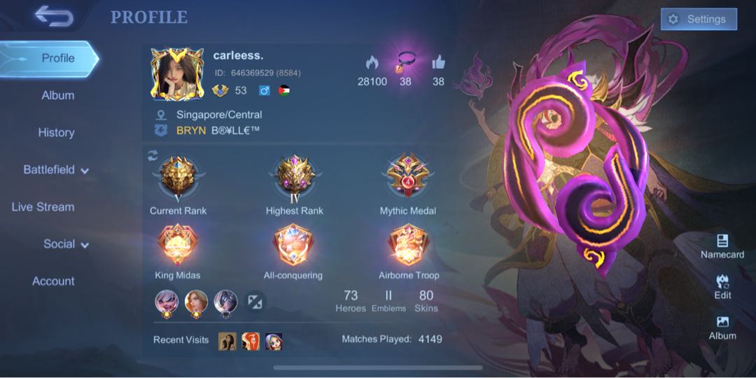 Mlbb collector valir + grim lock roger, Video Gaming, Gaming ...