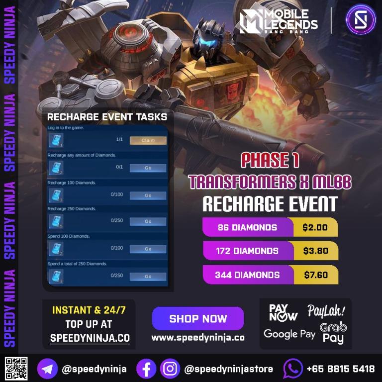 MLBB X Transformers | Phase 1 Recharge Event [MOBILE LEGENDS DIAMONDS ...
