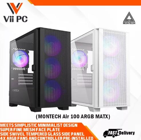 MONTECH AIR 100 ARGB, Micro ATX Case 4 ARGB Fans, Lighting Controller ...