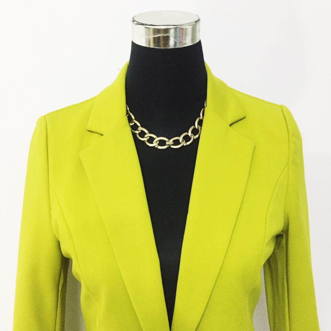 Neon Green Blazer, Women's Fashion, Coats, Jackets and Outerwear on ...