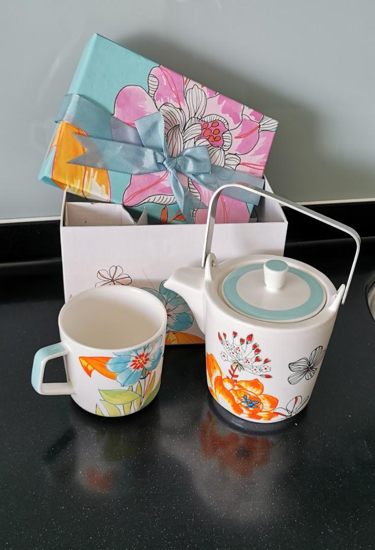 new tea pot set (1 pot + 1 cup), Furniture & Home Living, Kitchenware ...