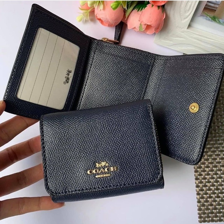 Original Coach Small Trifold Crossgrain Leather Wallet F37968 - Black ...