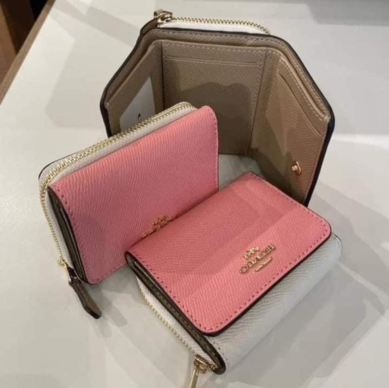 Original Coach Small Trifold Wallet In Colorblock 2923 - Pink, Women's ...