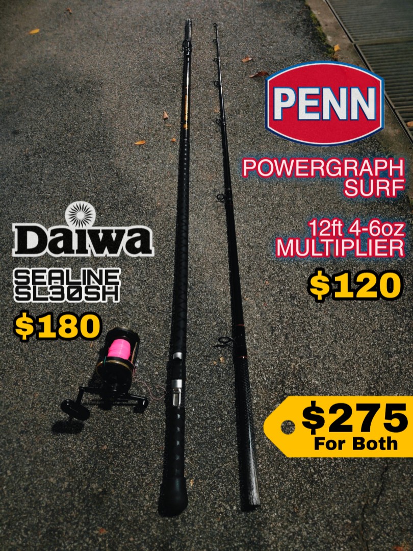 PENN POWERGRAPH SURF ROD + DAIWA SEALINE SL30SH REEL, Sports Equipment ...