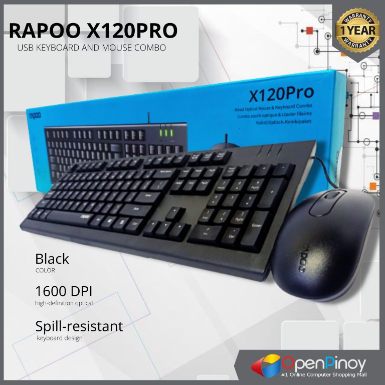 RAPOO X120PRO USB KEYBOARD AND MOUSE, Computers & Tech, Parts ...