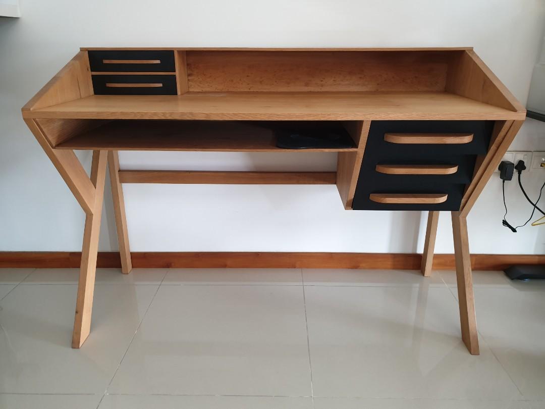 Solid Oak Study Table, Furniture & Home Living, Furniture, Tables ...